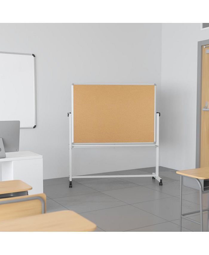 EMMA+OLIVER Reversible Mobile Cork Bulletin Board And White Board Stand ...