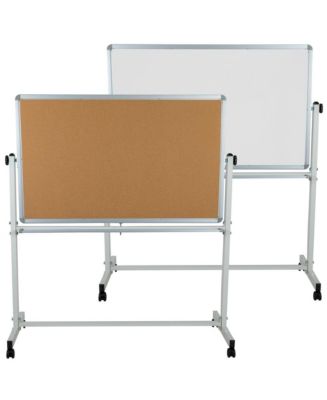 Reversible Mobile Cork Bulletin Board And White Board Stand With Pen ...