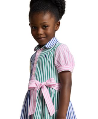 Toddler and Little Girls Striped Cotton Fun Shirtdress