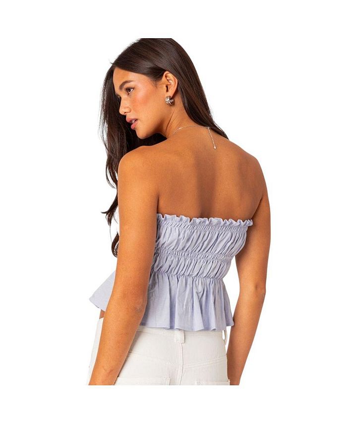Edikted Women's Katherine linen scrunch top - Macy's