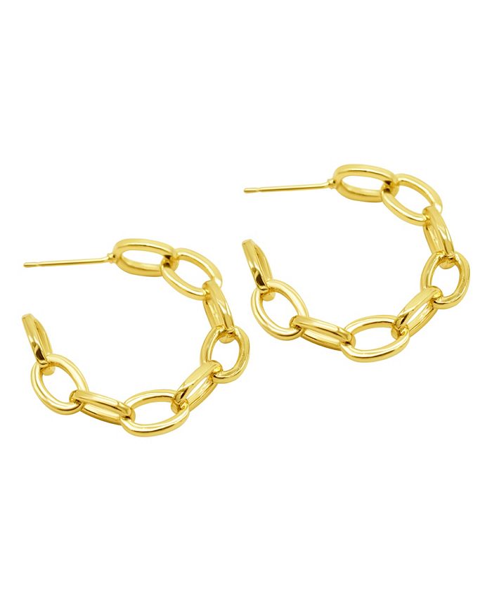 ADORNIA 14K Gold-Plated Chain Link Hoop Earrings - Macy's