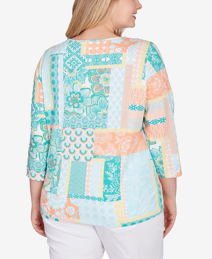 Ruby Rd Plus Size Knit Patchwork Top Macys