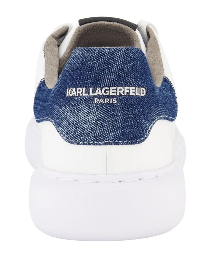 KARL LAGERFELD PARIS Men's Leather Side Logo Bit Sneakers with Denim Back Counter - Macy's