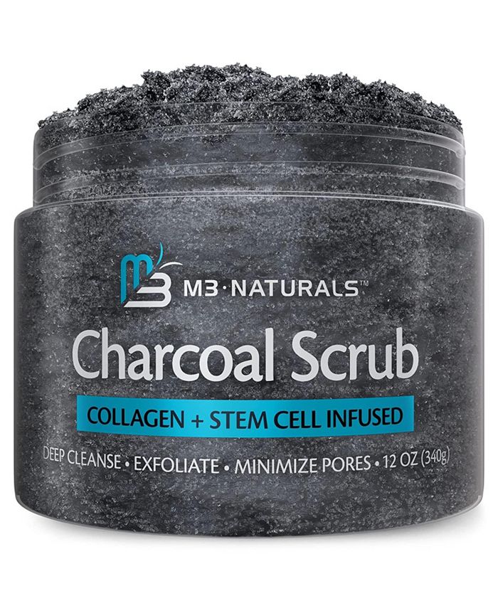 M3 Naturals Charcoal Exfoliating Body Scrub Polish with Collagen 12 oz ...
