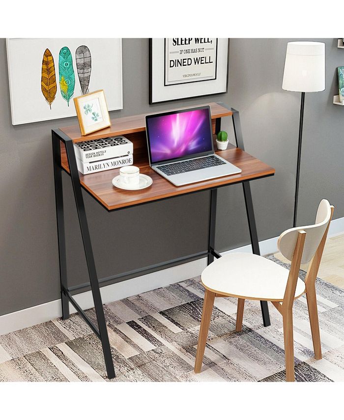 Slickblue 2 Tier Computer Desk PC Laptop Table Study Writing Home ...