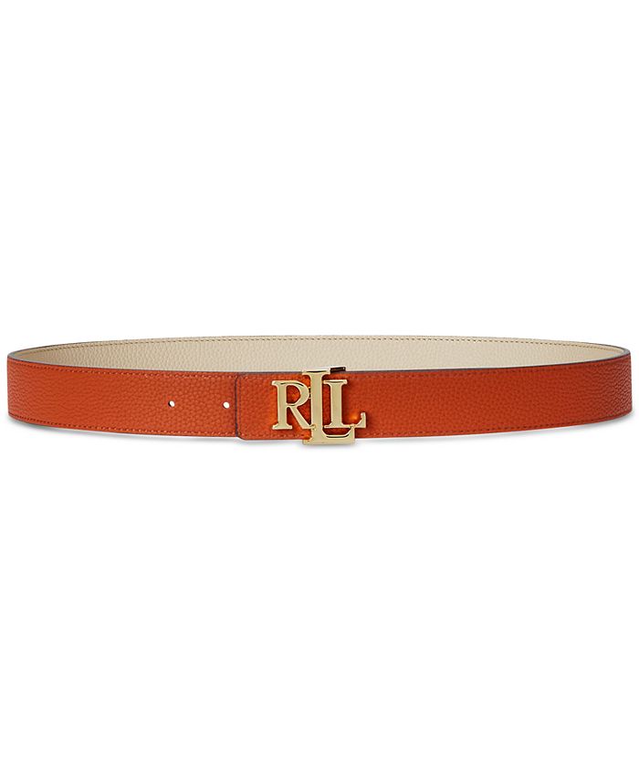 Lauren Ralph Lauren Women's Logo Reversible Pebbled Leather Belt - Macy's