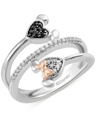 Disney Wonder Fine Jewelry Black & White Diamond Minnie & Mickey Mouse ...