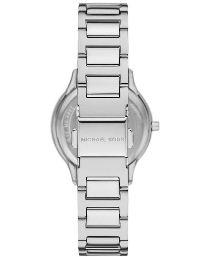 Michael Kors Women's Sage Three-Hand Silver-Tone Stainless Steel Watch ...