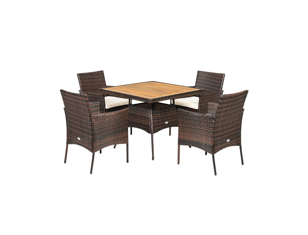 Click here for Slickblue 5 Pieces Patio Rattan Dining Furniture S... prices