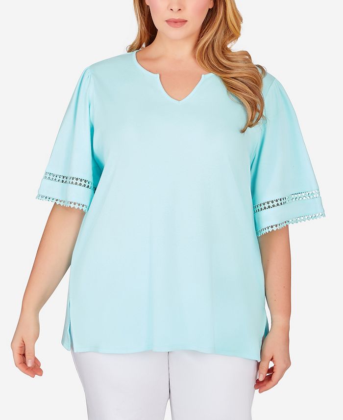 Ruby Rd. Plus Size Interlock Cotton Top - Macy's
