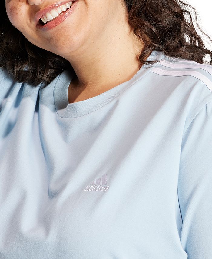 adidas Plus Size Essentials 3-Stripes Boyfriend T-Shirt Dress - Macy's