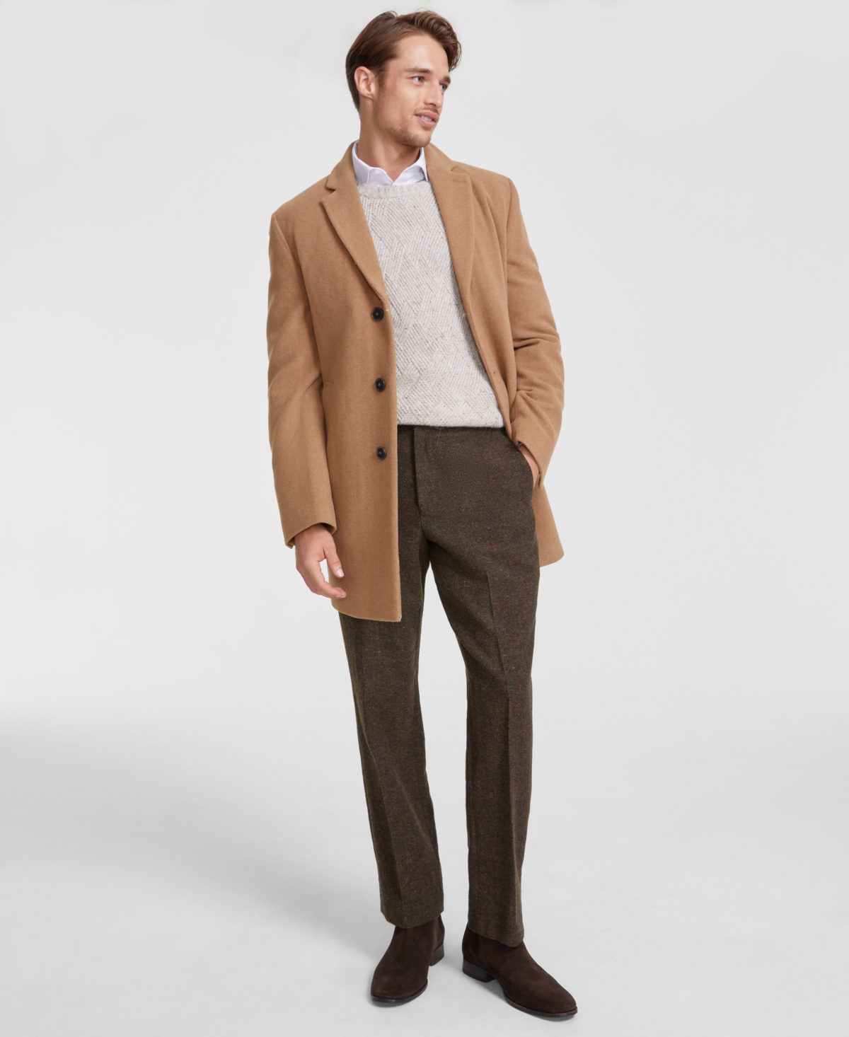 Click here for Calvin Klein Mens Prosper Wool-Blend Slim Fit Over... prices