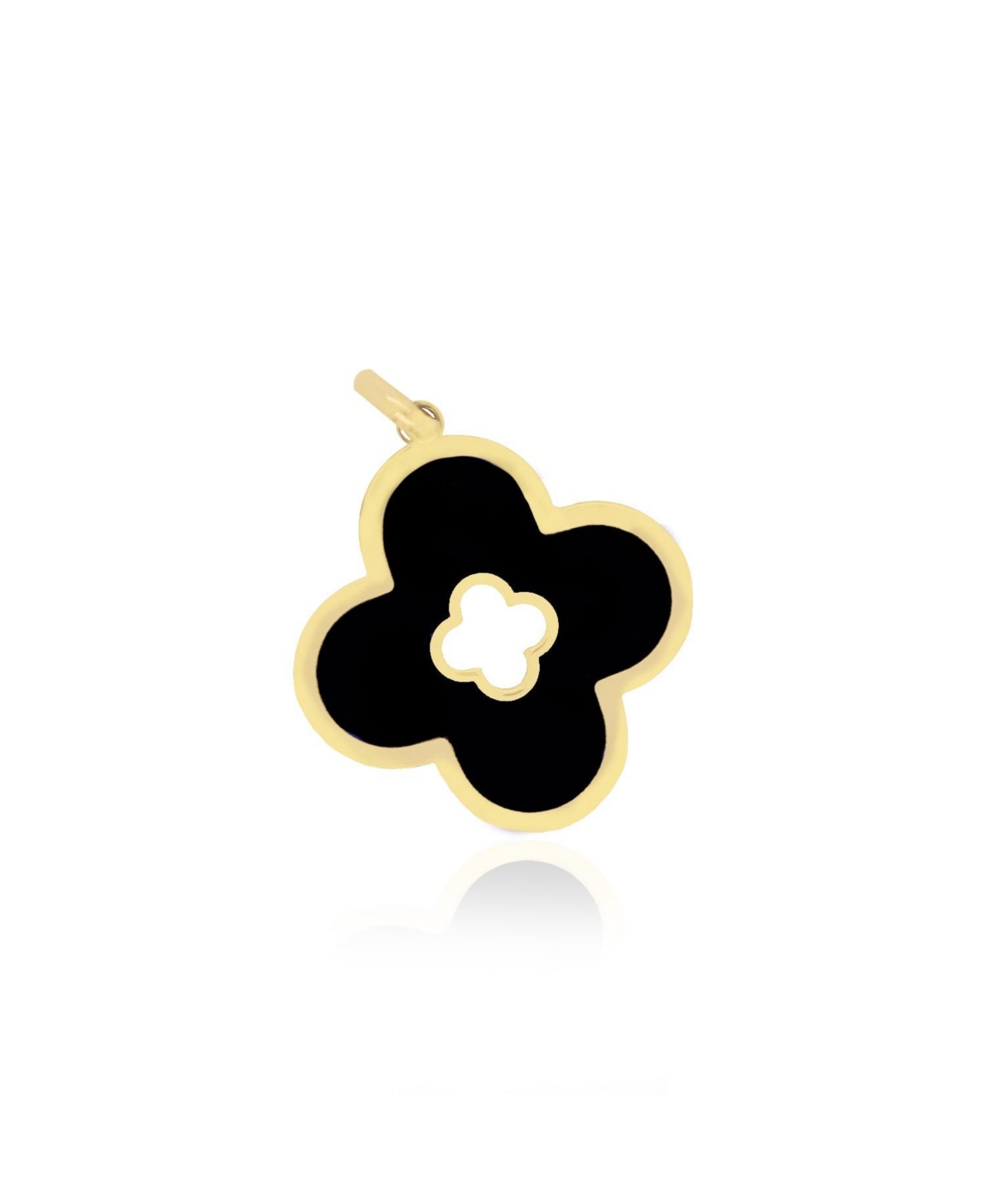 Click here for The Lovery Onyx Clover Cut Out Charm 14K Gold - Bl... prices
