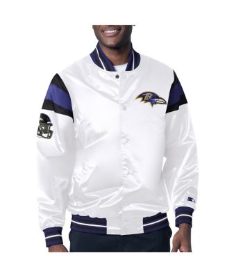 Men's Starter White Baltimore Ravens Satin Full-Snap Varsity Jacket ...