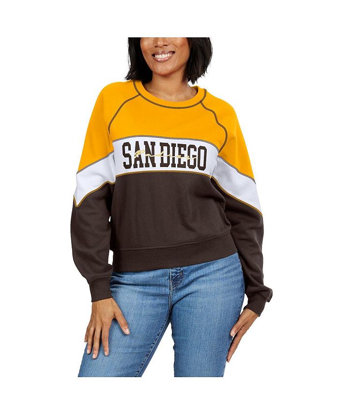 WEAR by Erin Andrews Women's Gold, Brown San Diego Padres Crewneck ...