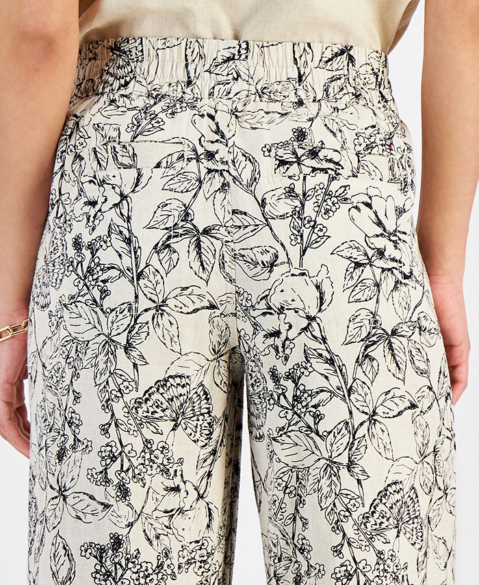 Tommy Hilfiger Women's Butterfly High-Rise Tie-Waist Pants - Macy's