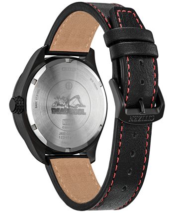 Citizen Eco-Drive Men's Marvel Deadpool Returns Black Leather Strap ...