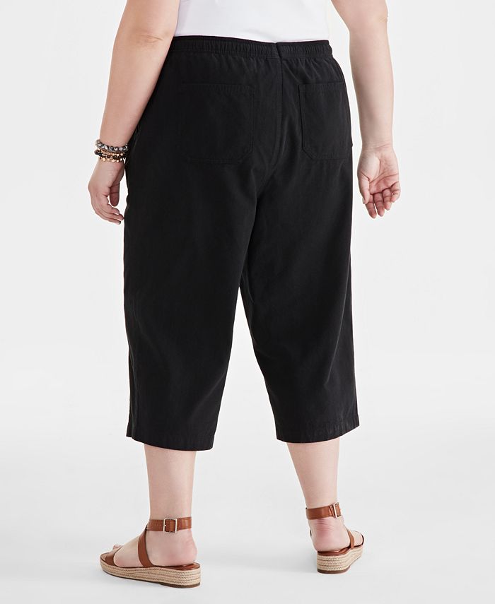 Style & Co Plus Size Cotton Drawstring Capri Pants, Created for Macy's - Macy's