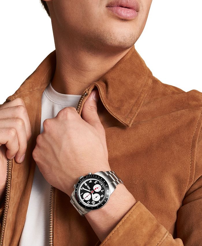 Fossil Men's Sport Tourer Chronograph Silver-Tone Stainless Steel Watch ...