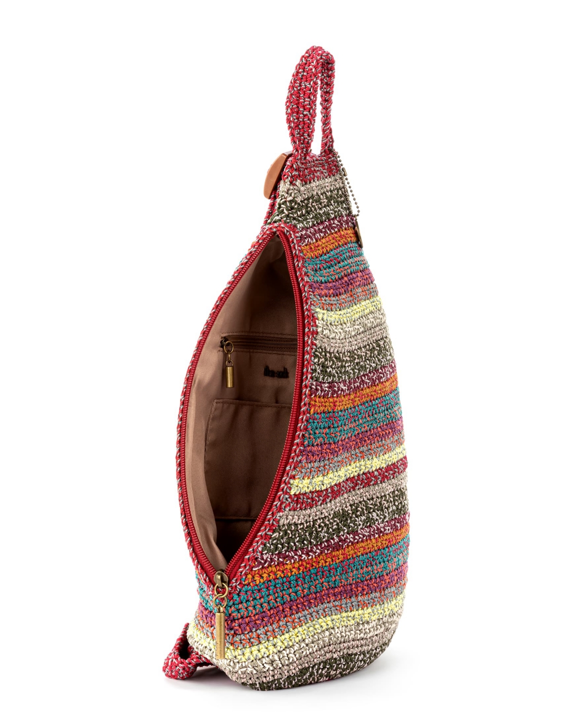 The Sak Geo Sling Crochet Backpack In Black Stripe | ModeSens