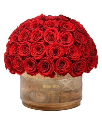 Rose Box NYC Half Ball of Red Flame Long Lasting Preserved Real Roses ...