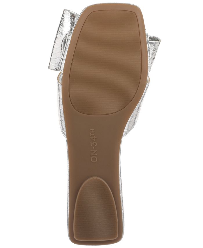 On 34th Women's Jazminn Bow Slip-On Slide Flat Sandals, Created for ...