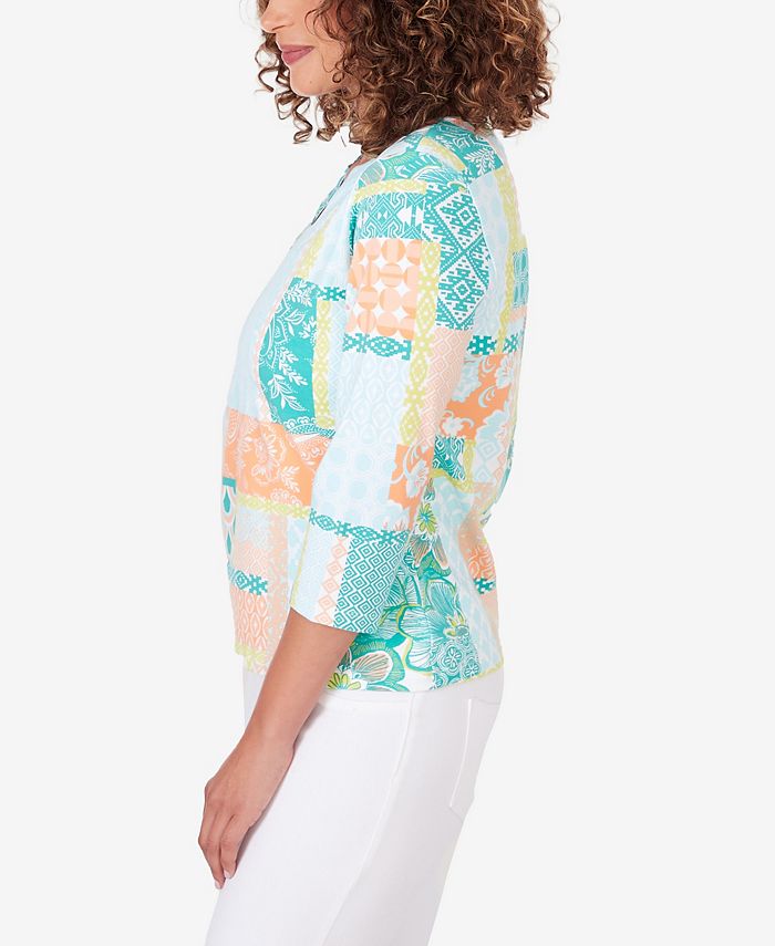 Ruby Rd. Petite Knit Patchwork Top - Macy's