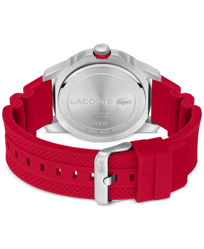 Lacoste Men's Red Silicone Strap Watch 46mm - Macy's