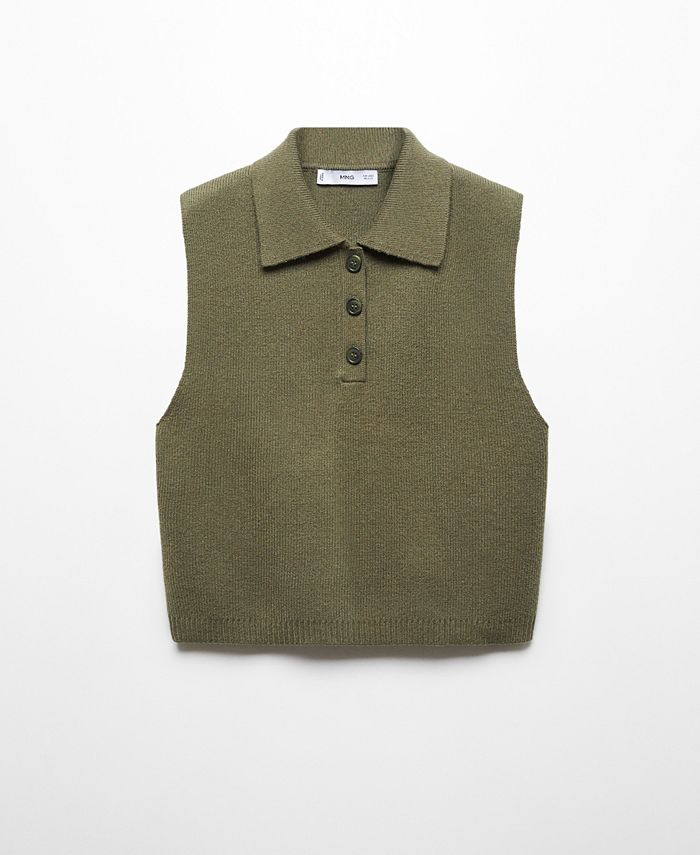 MANGO Women's Button Collar Knitted Vest - Macy's