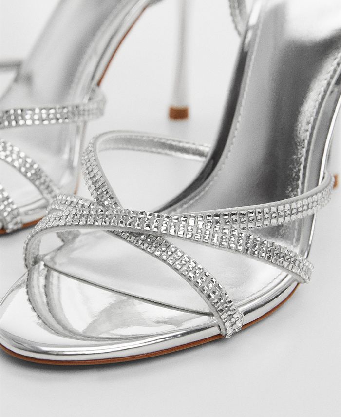 MANGO Women's Strap Rhinestone Sandals - Macy's