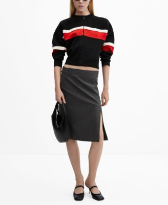MANGO Women's Zip Detail Ribbed Cardigan - Macy's