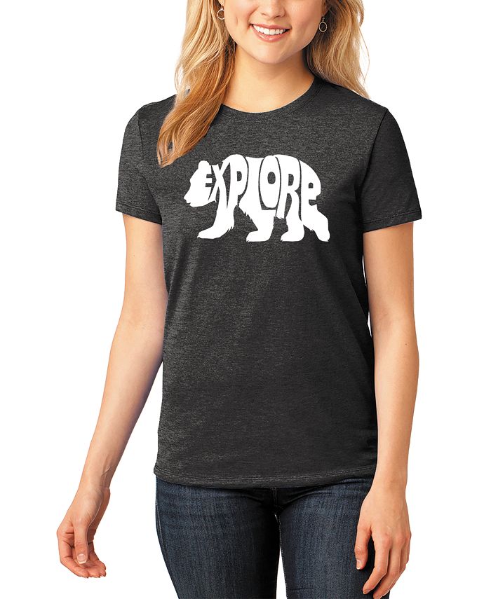 LA Pop Art Women's Premium Blend Word Art Explore T-Shirt - Macy's