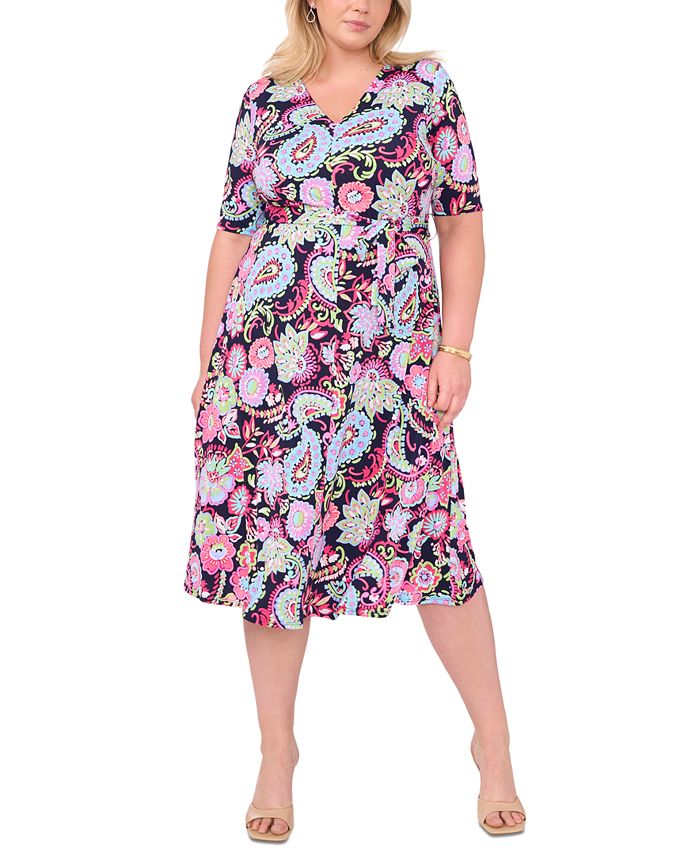 MSK Plus Size Paisley-Print Midi Dress - Macy's