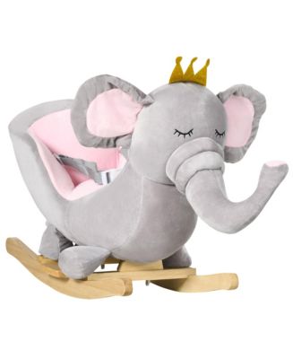 Qaba Baby Rocking Horse, Plush Animal Rocker w/ Realistic Sound, Pedals ...
