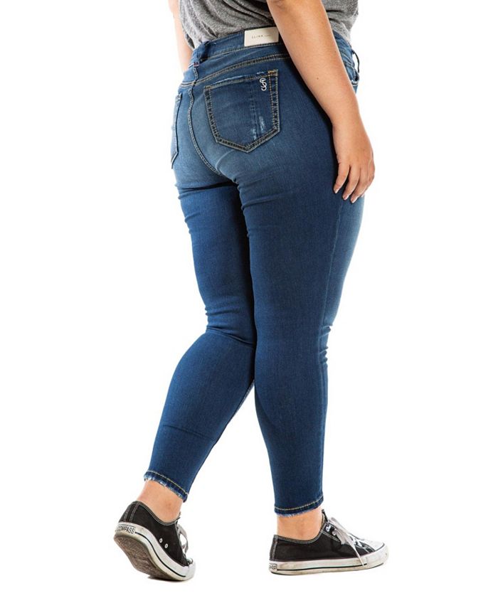 SLINK Jeans Plus Size Mid Rise Skinny Jeans - Macy's