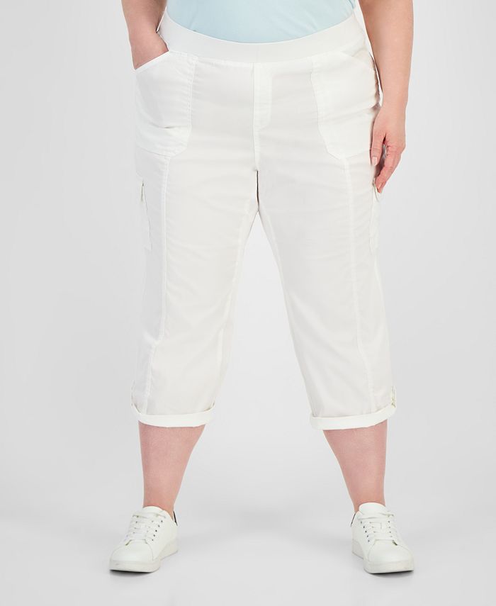 Style & Co Plus Size Mid Rise Pull-On Cargo Capri Pants, Created for Macy's - Macy's