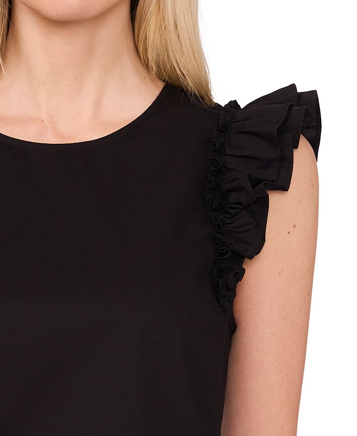 CeCe Women's Crewneck Ruffle-Sleeve Blouse - Macy's