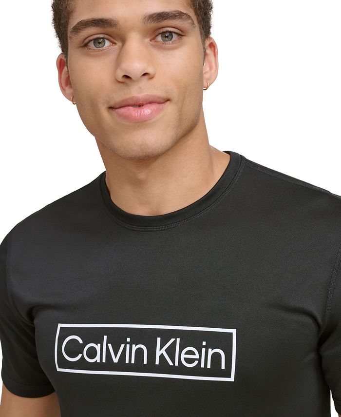 Calvin Klein Men's 4-Way Stretch Quick-Dry Box Logo-Print Rash Guard ...