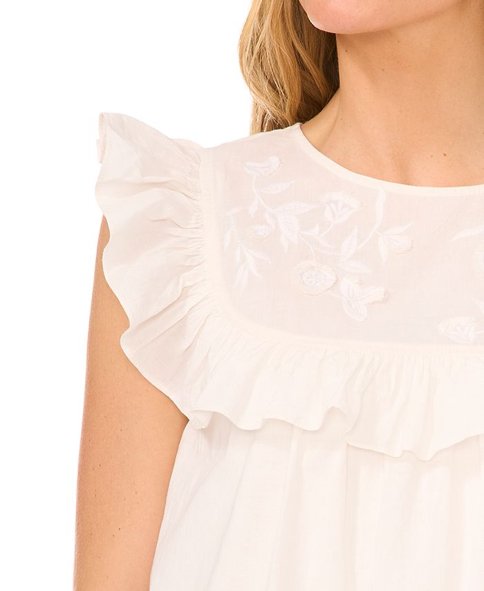 CeCe Women's Ruffled Embroidered Blouse - Macy's
