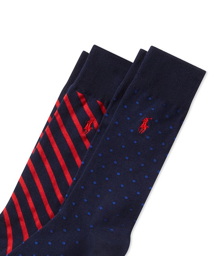 Polo Ralph Lauren Men's Dot & Stripe Slack Socks, 2-Pack - Macy's