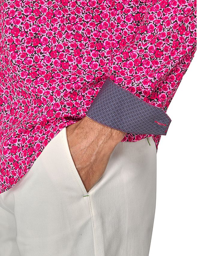 Society Of Threads Mens Regular Fit Non Iron Performance Stretch Rose