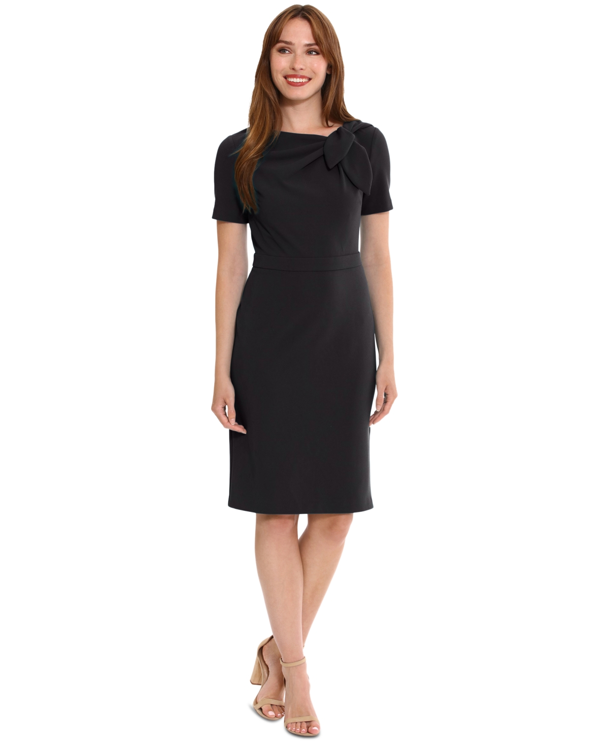 Click here for London Times Petite Solid Bow-Neck Short-Sleeve Sh... prices