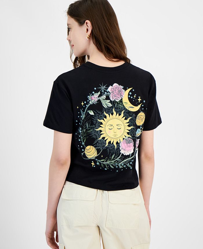 Rebellious One Juniors' Celestial Graphic Cropped T-Shirt - Macy's