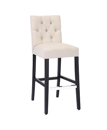 WestinTrends Linen Fabric Tufted Bar Stool (Set of 2) - Macy's