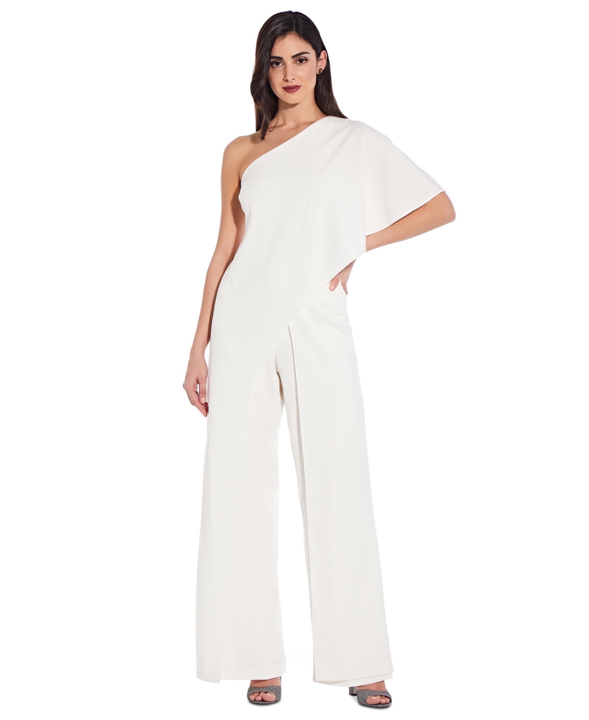 Click here for Adrianna Papell One-Shoulder Jumpsuit - Ivory prices