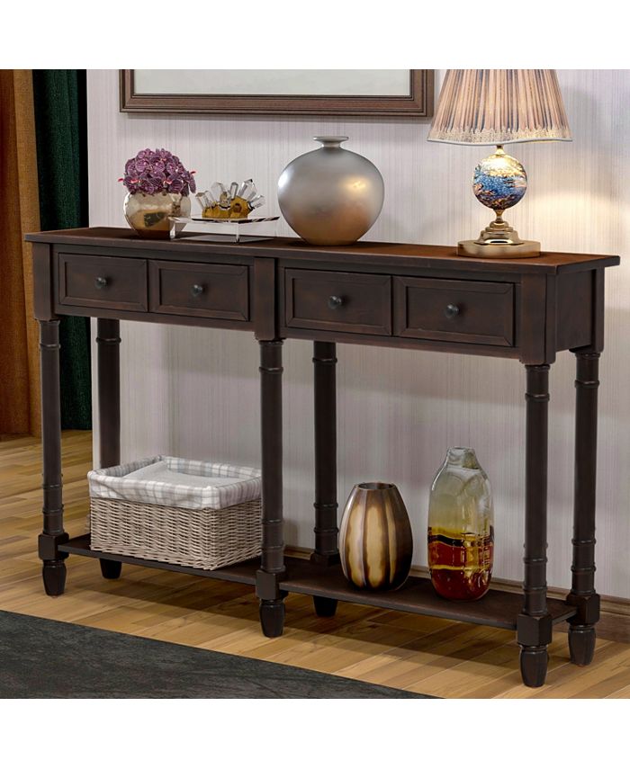 Simplie Fun Console Table Sofa Table Easy Assembly With Two Storage ...