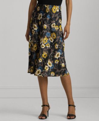 Lauren Ralph Lauren Women's Floral Charmeuse Midi Skirt - Macy's