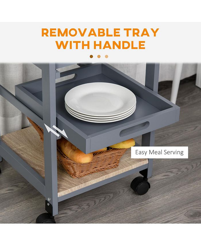 Simplie Fun Grey Trolley Serving Cart with Storage - Macy's