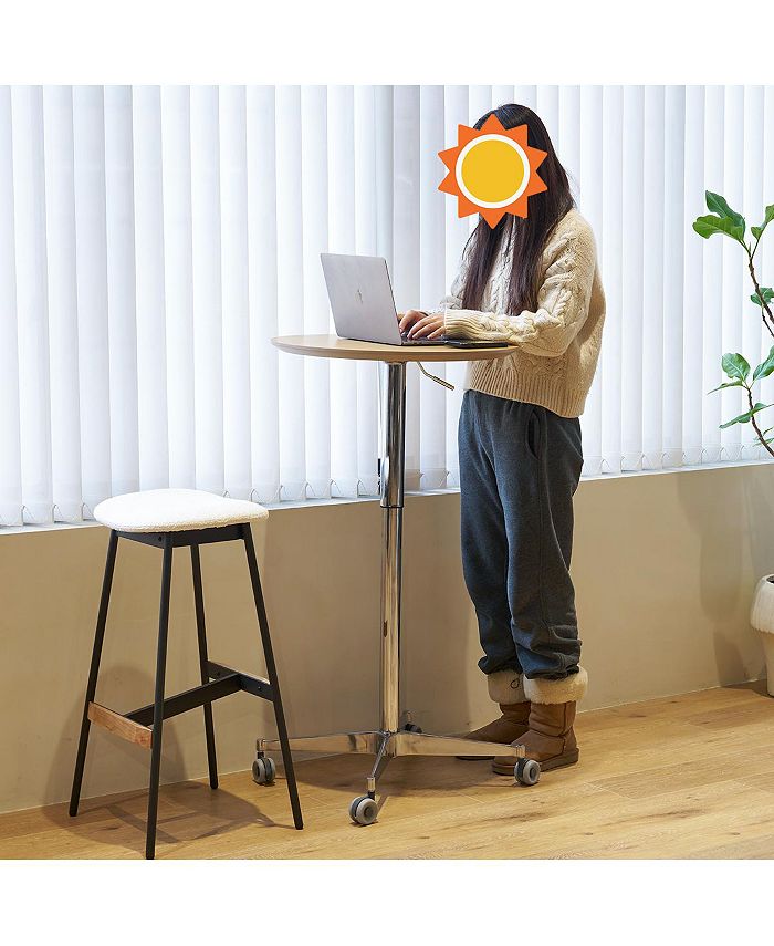 Simplie Fun Movable Adjustable Bar Table Pub Table 360 Swivel Counter ...