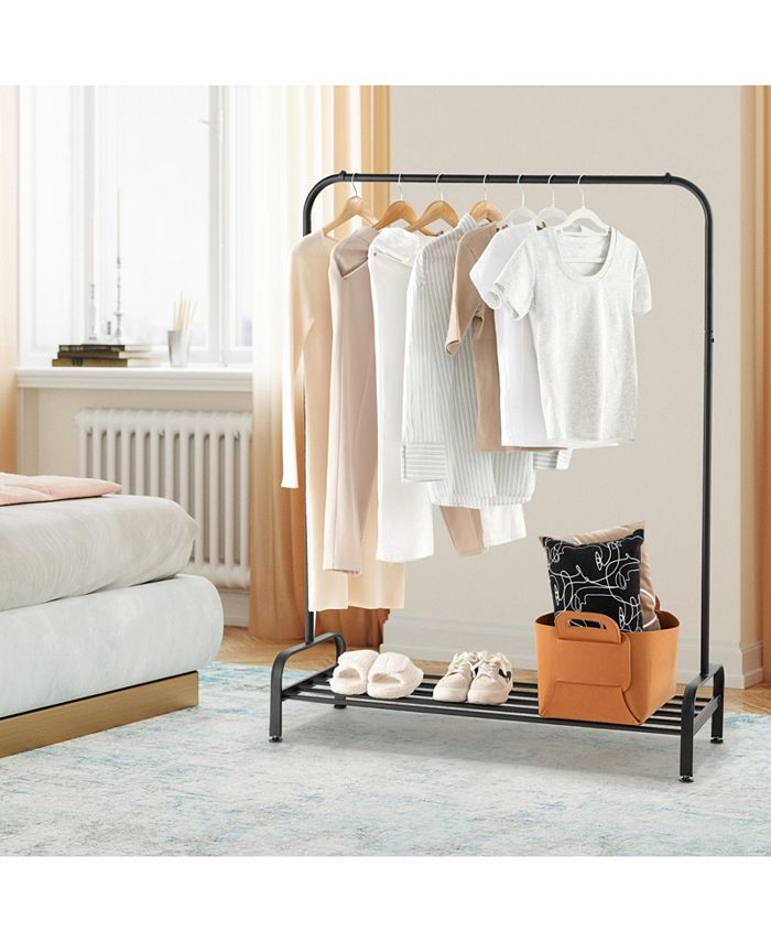 Slickblue Heavy Duty Clothes Stand Rack with Top Rod and Lower Storage ...